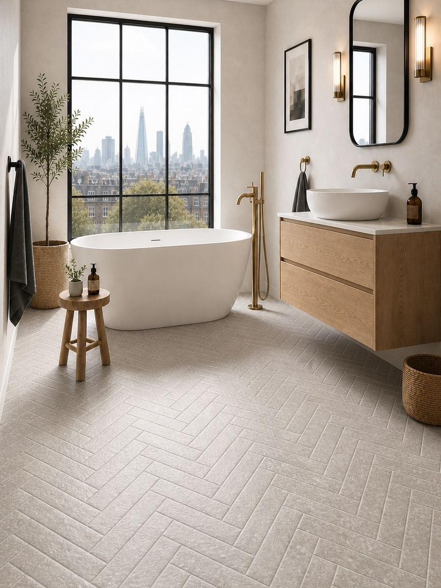 Dijon Antique Tumbled Limestone Herringbone Tiles - 200x50x15mm